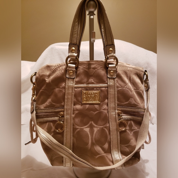 Coach | Bags | Authentic Coach Poppy Monogram Goldsateen Satchel ...